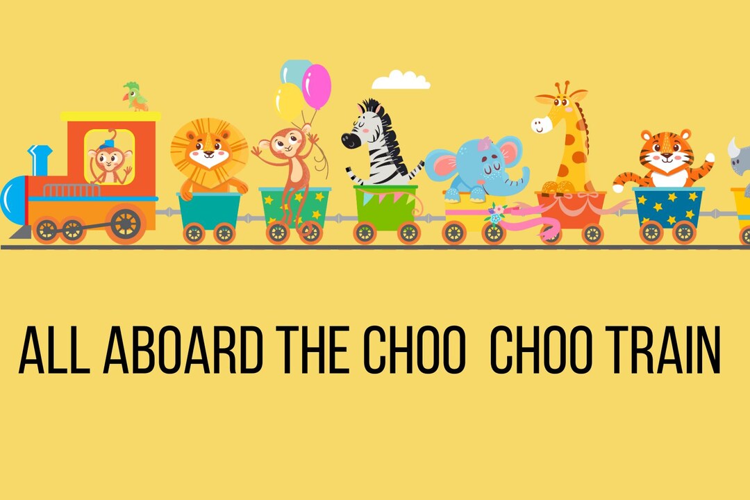 Animated Wild Animal Train on Rail Tracks With Quote, Digital Download ...