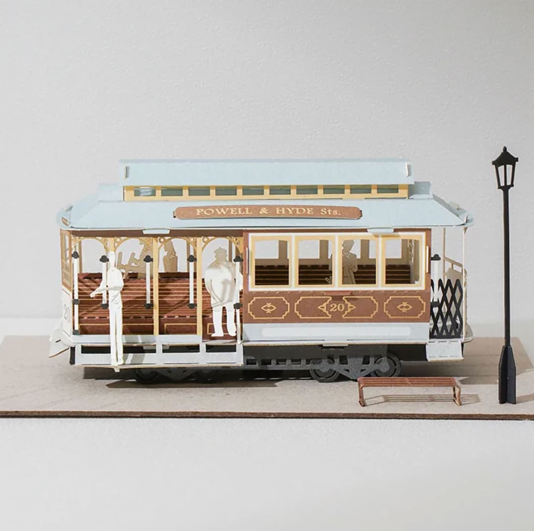 San Francisco Cable Car Miniature DIY Paper Sculpture Kit, Papercutting ...