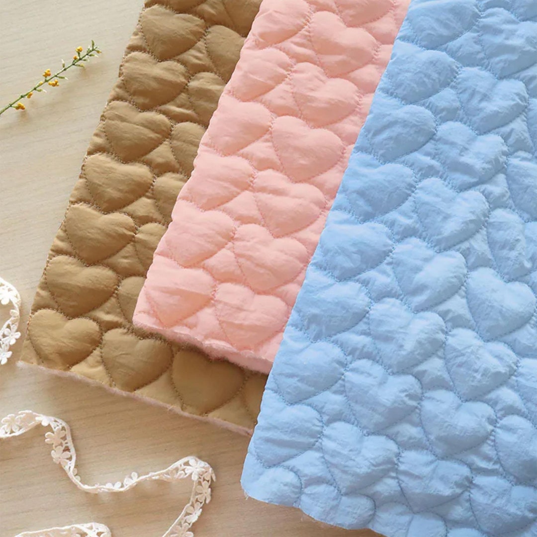 Quilted Fabric With Heart-shaped Pattern With Polyester Cotton Batting ...