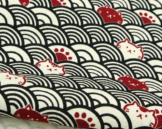 Surfing Cats Waves Canvas Cotton Fabric Made in Japan - Etsy