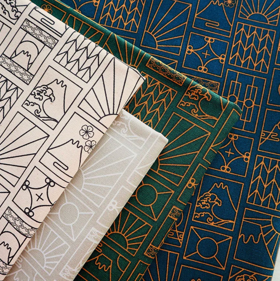 Mount Fuji Window Grills Japanese Cotton Fabric for Sewing, Crafting ...