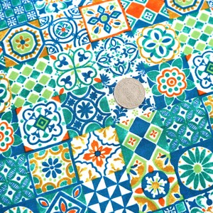 Vintage Tile Print, Japanese Cotton Fabric for Sewing, Crafting, Home ...