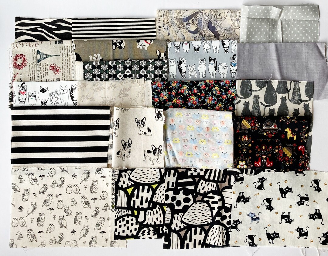 Black/gray Fabric Scraps Grab Bag - Destash Japanese Cotton Fabric ...