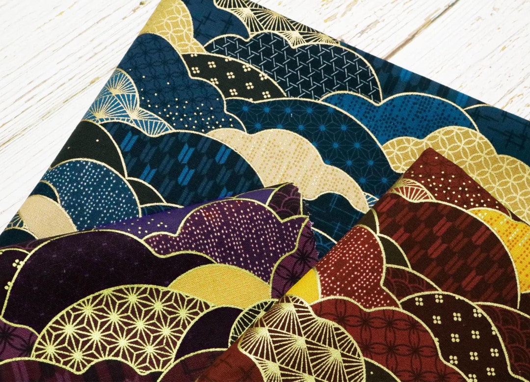 Waves and Wagara - Japanese Cotton Fabric for Sewing, Crafting, Home ...