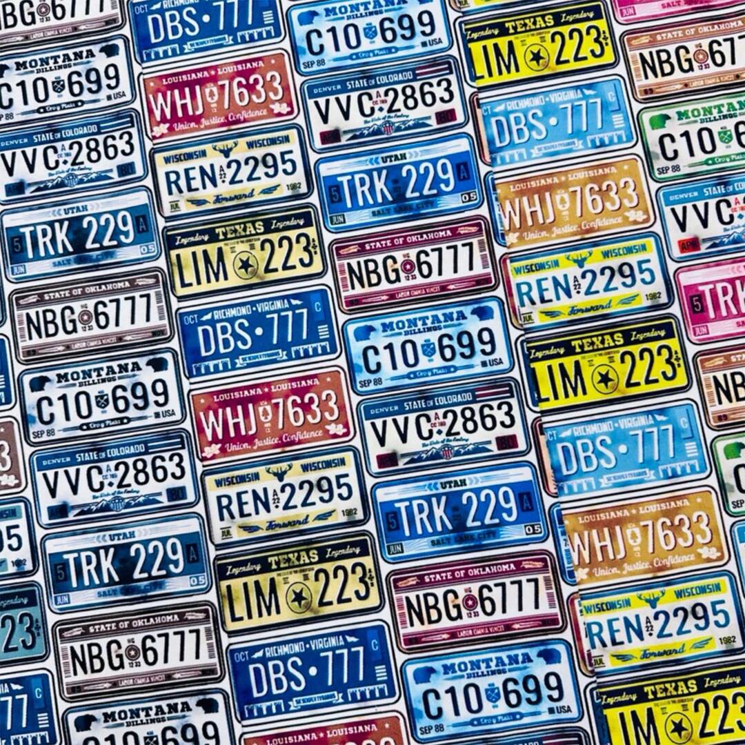 American License Plates 58 Japanese Cotton Fabric for Sewing, Crafting ...