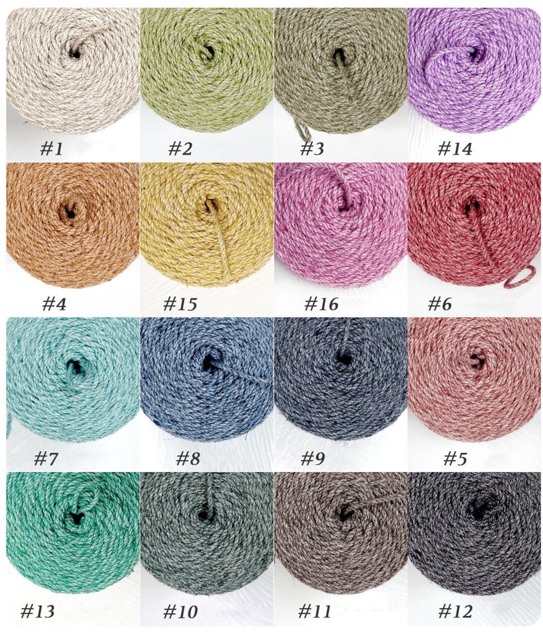 30% Natural Linen Yarn - 100g Skein in 16 Colors - Knitting and ...