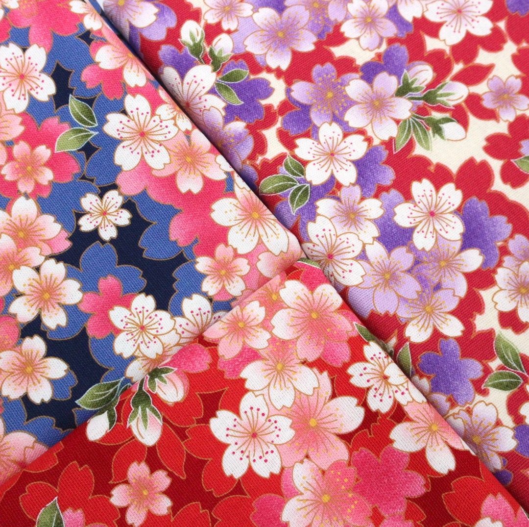 Spring Sakura Japanese Cotton Fabric for Sewing, Crafting, Dressmaking ...