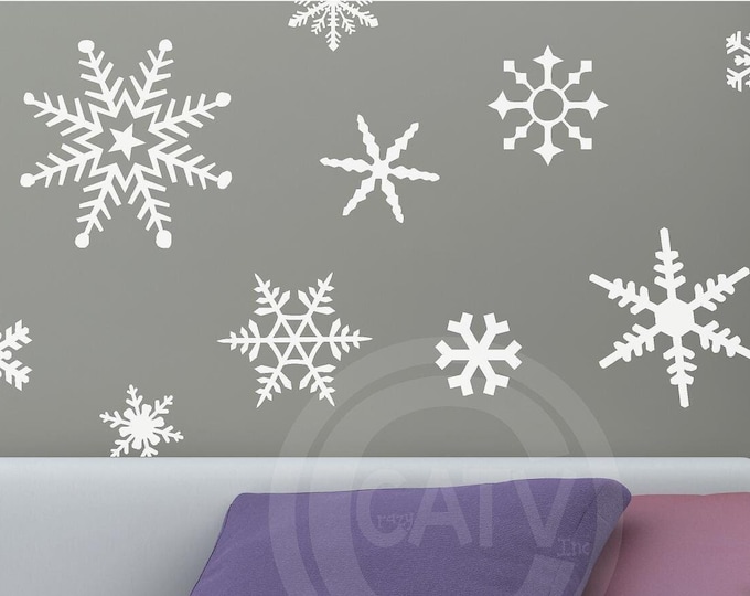 Winter Snowflake Decals Christmas Vinyl Lettering Wall Decal Window ...