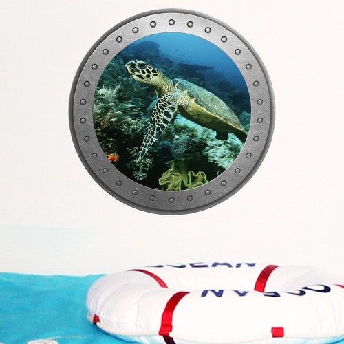 Sea Turtle Porthole Wall Decal Ocean View 3D Window Sticker - Etsy