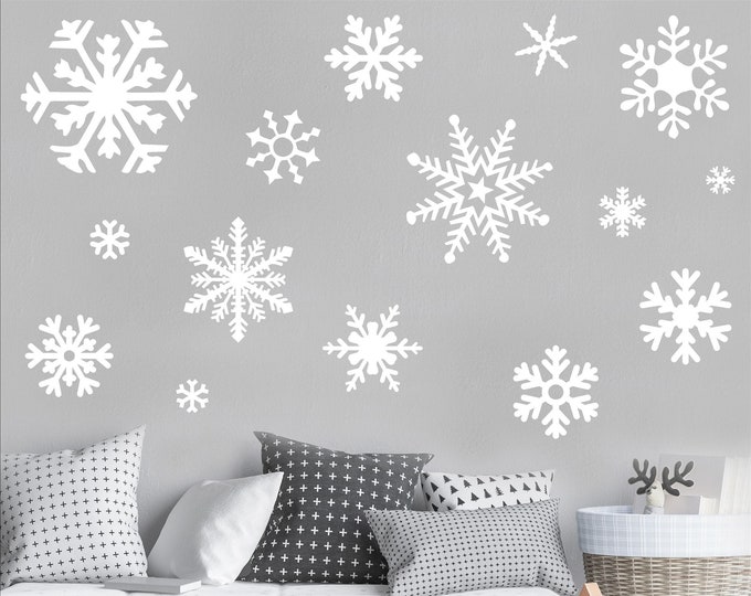 Winter Snowflake Decals Christmas Vinyl Lettering Wall Decal Window ...
