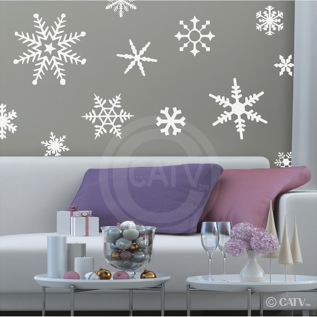 Original Winter Snowflake Vinyl Decals Set of 12 LARGE or XL Christmas ...