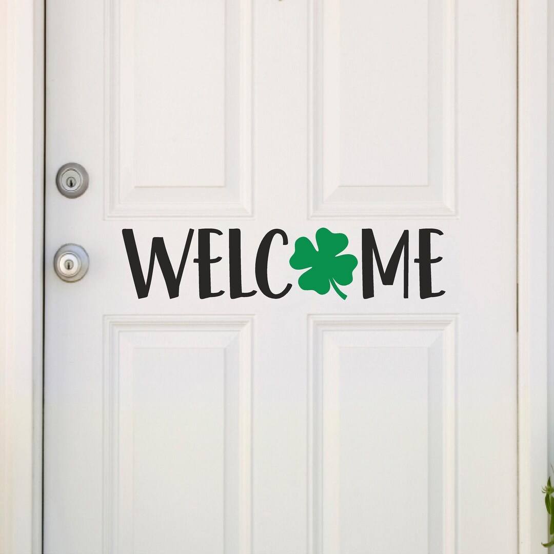 WELCOME With Lucky Clover Window Door Stickers Wall Decals Clover Fun ...