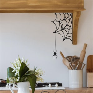 Corner Spider Web (B) With Spider Decal Sign Bats Halloween Holiday ...