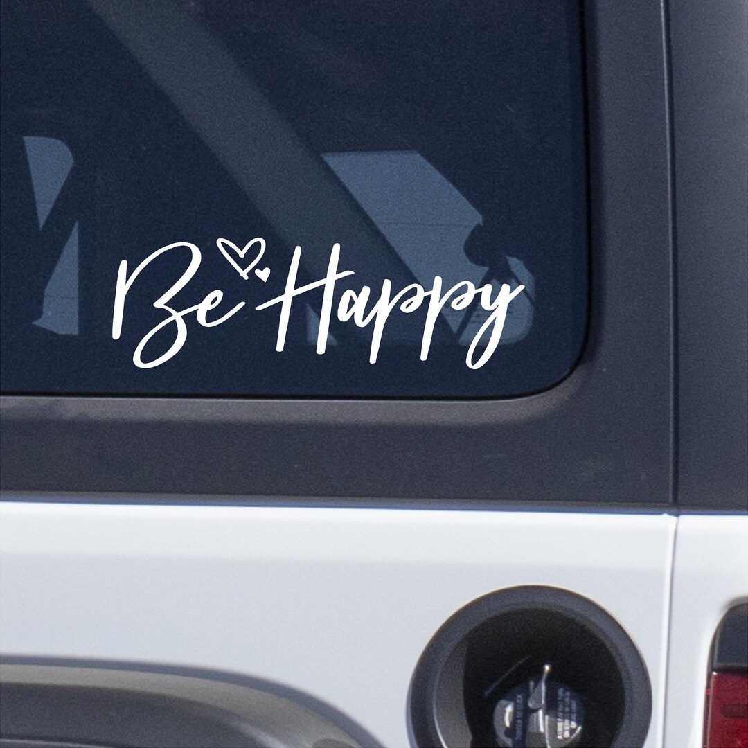 Be Happy Motivational Quote Vinyl Lettering Wall Decal Removable Laptop ...