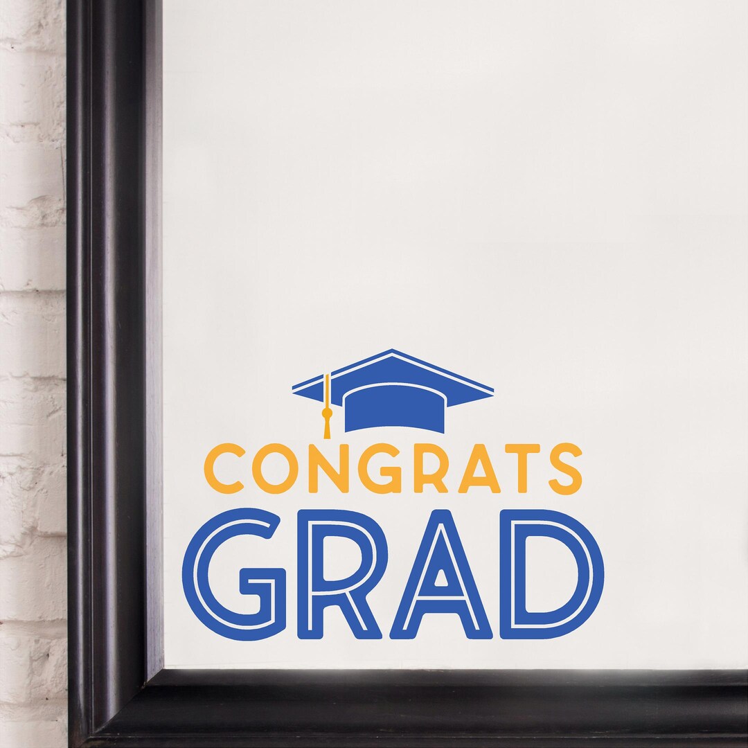 Congrats GRAD With Graduation Cap School Colors- Stickers Vinyl Wall ...