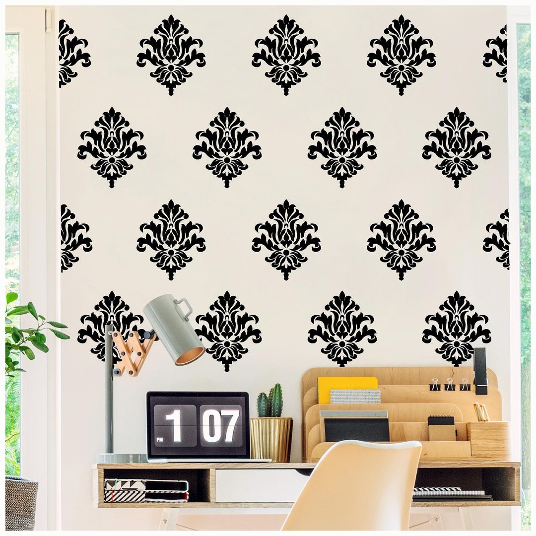 Damask Wall Decals Vinyl Wall Pattern Decal Sticker Wall Art - Etsy