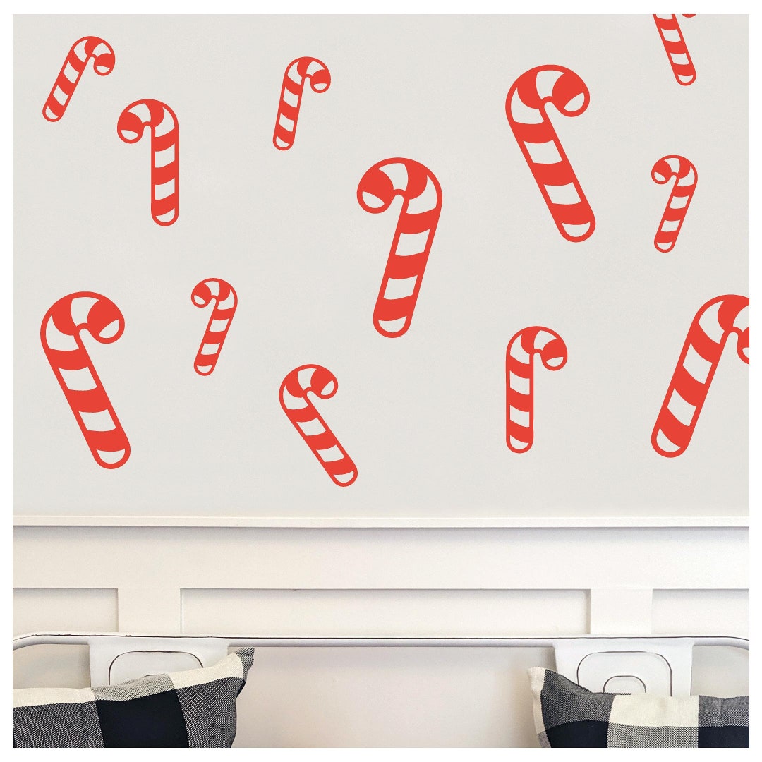 Candy Canes Vinyl Wall Decal Door Stickers Window Decals Christmas Wall ...