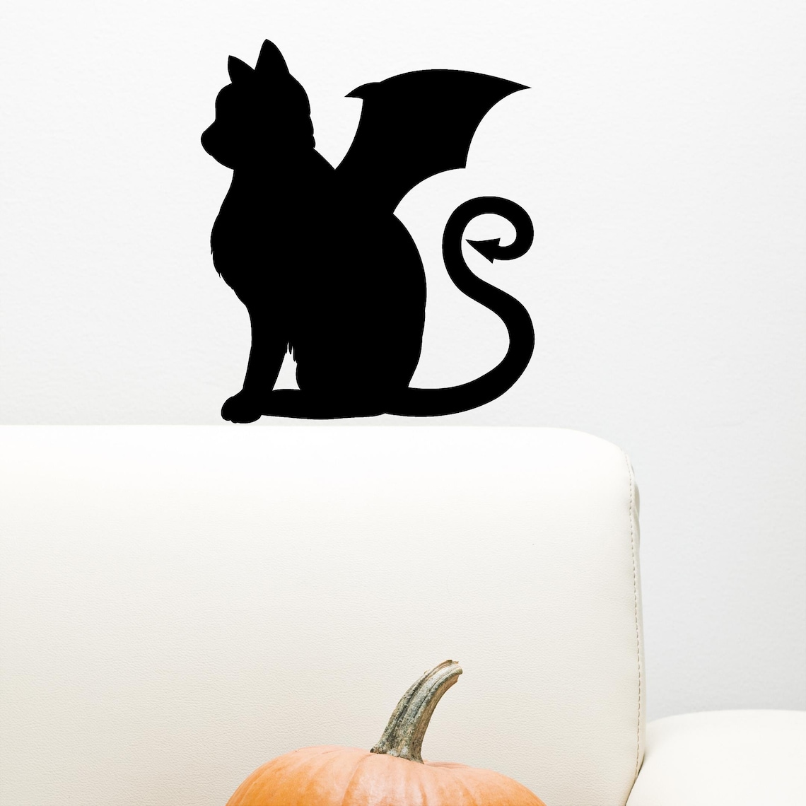 Scary Black Cat N Devil Silhouette Decal Sign Bats Halloween - Etsy