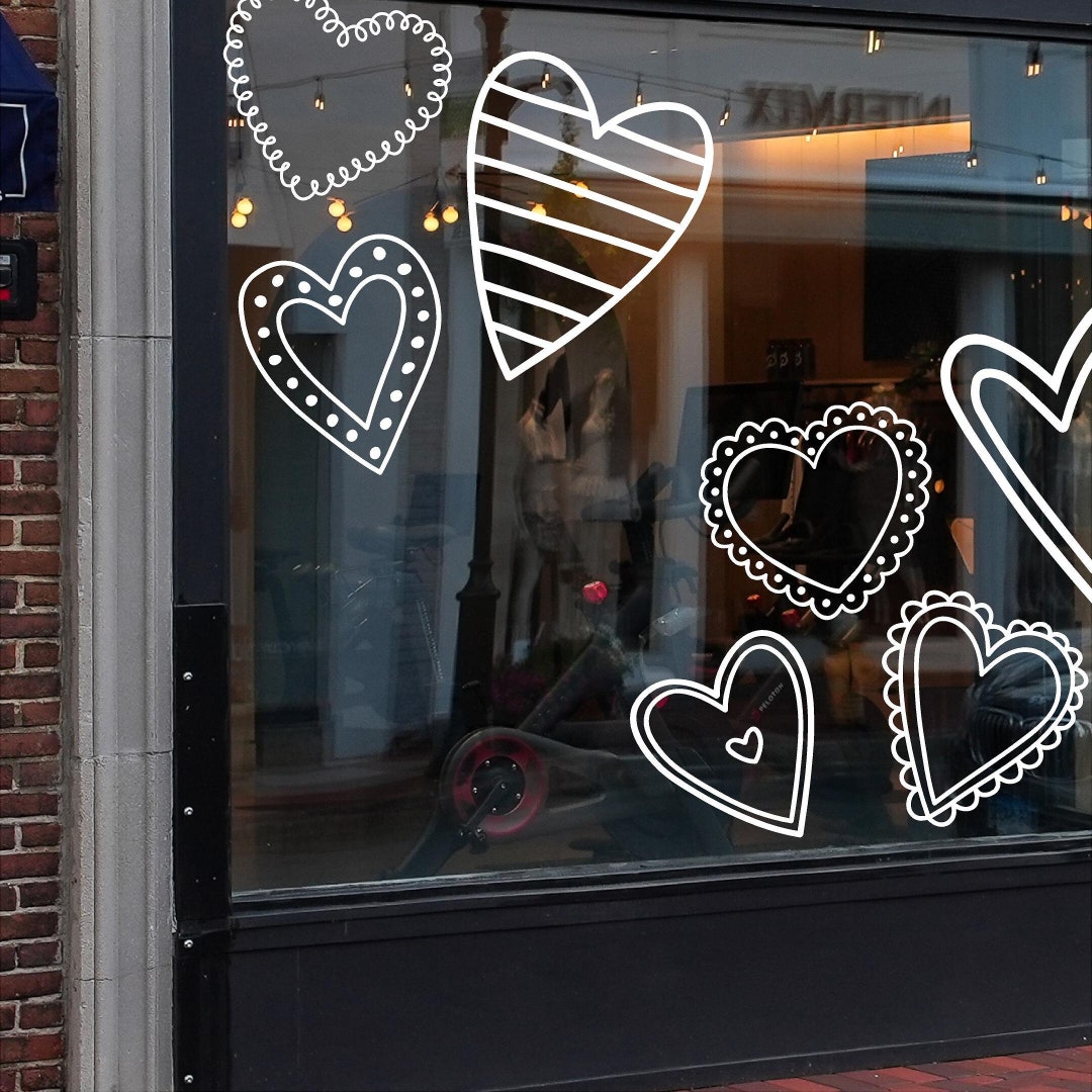 Hand Drawn Heart Decals Set of 14 Plus Smaller Extras Valentine Heart ...
