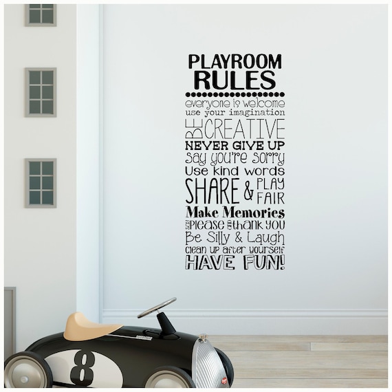 Playroom Rules Kids Room Vinyl Lettering Wall Decal Sticker | Etsy