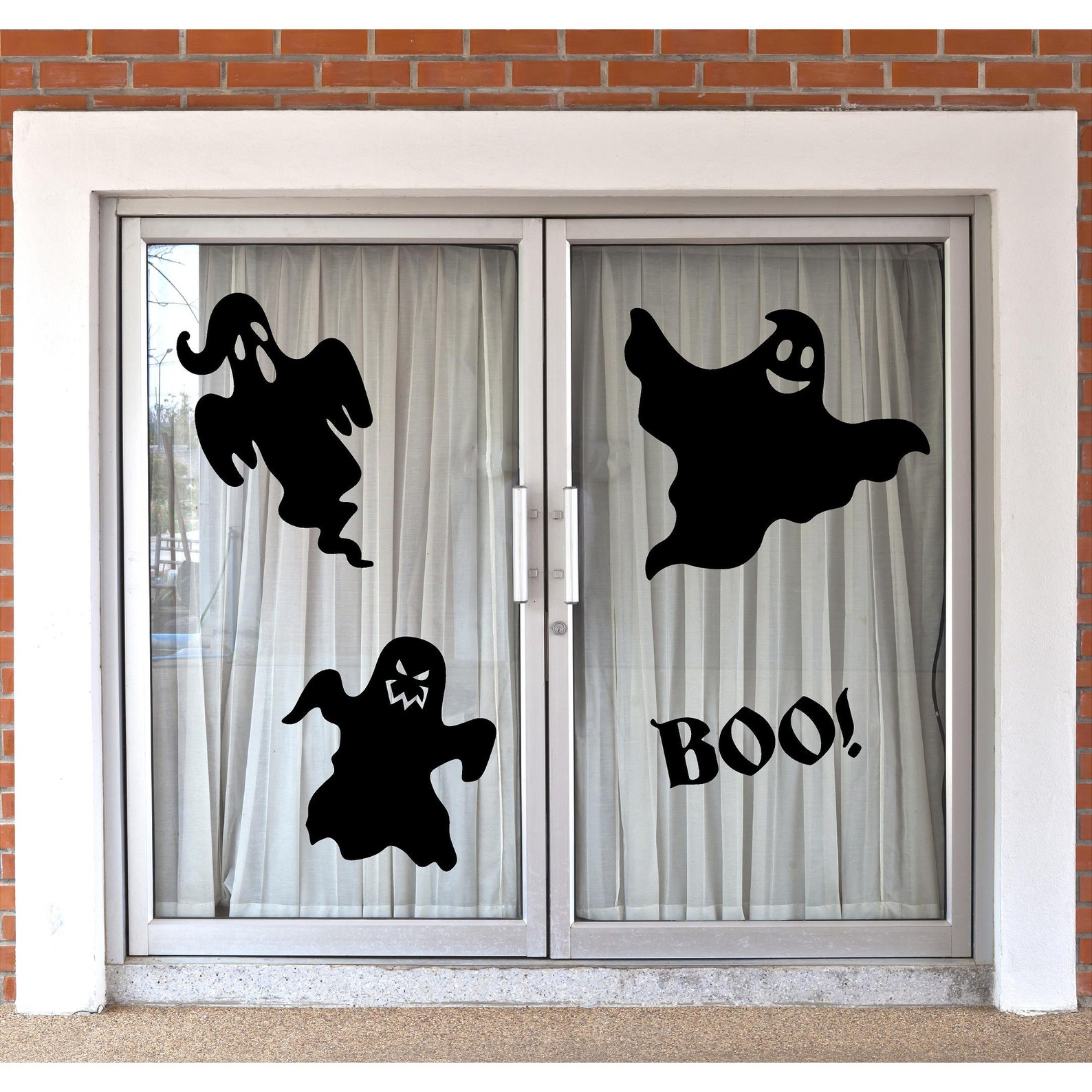 Ghost Decals Set of 3 With Boo! Self Adhesive Halloween Sign Holiday ...