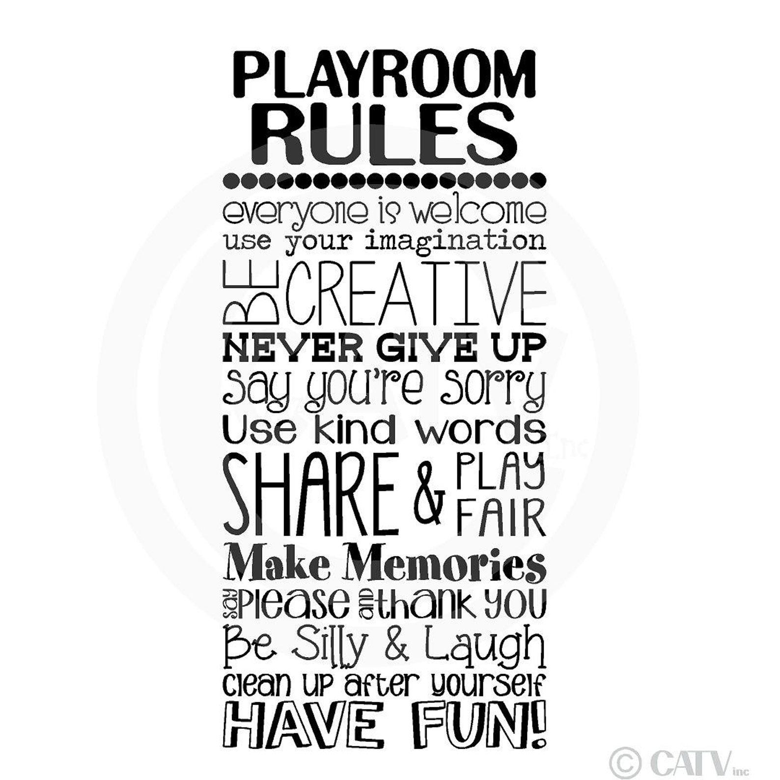 Playroom Rules Kids Room Vinyl Lettering Wall Decal Sticker | Etsy