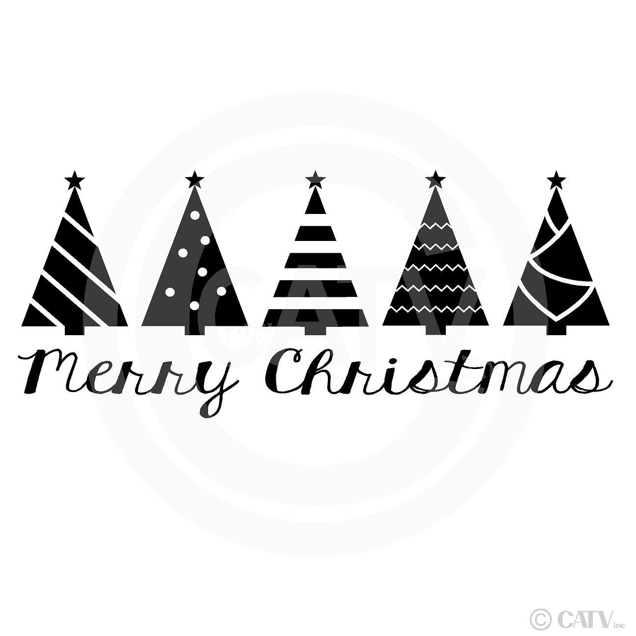 Merry Christmas with Trees Winter Holiday Vinyl Lettering Wall | Etsy