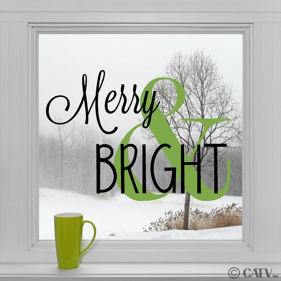 Merry & Bright Christmas Decals Holiday Vinyl Lettering Wall Decal ...