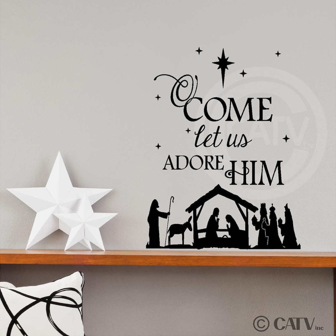 O Come Let Us Adore Him With Nativity Christmas Vinyl Wall - Etsy