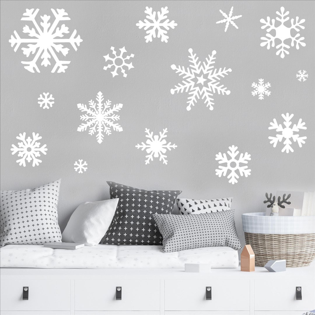 Winter Snowflakes Christmas Wall Decals Self Adhesive Vinyl Snowflake ...