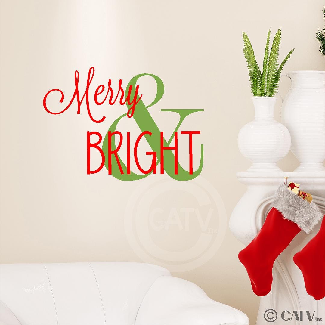 Merry & Bright Christmas Decals Holiday Vinyl Lettering Wall - Etsy