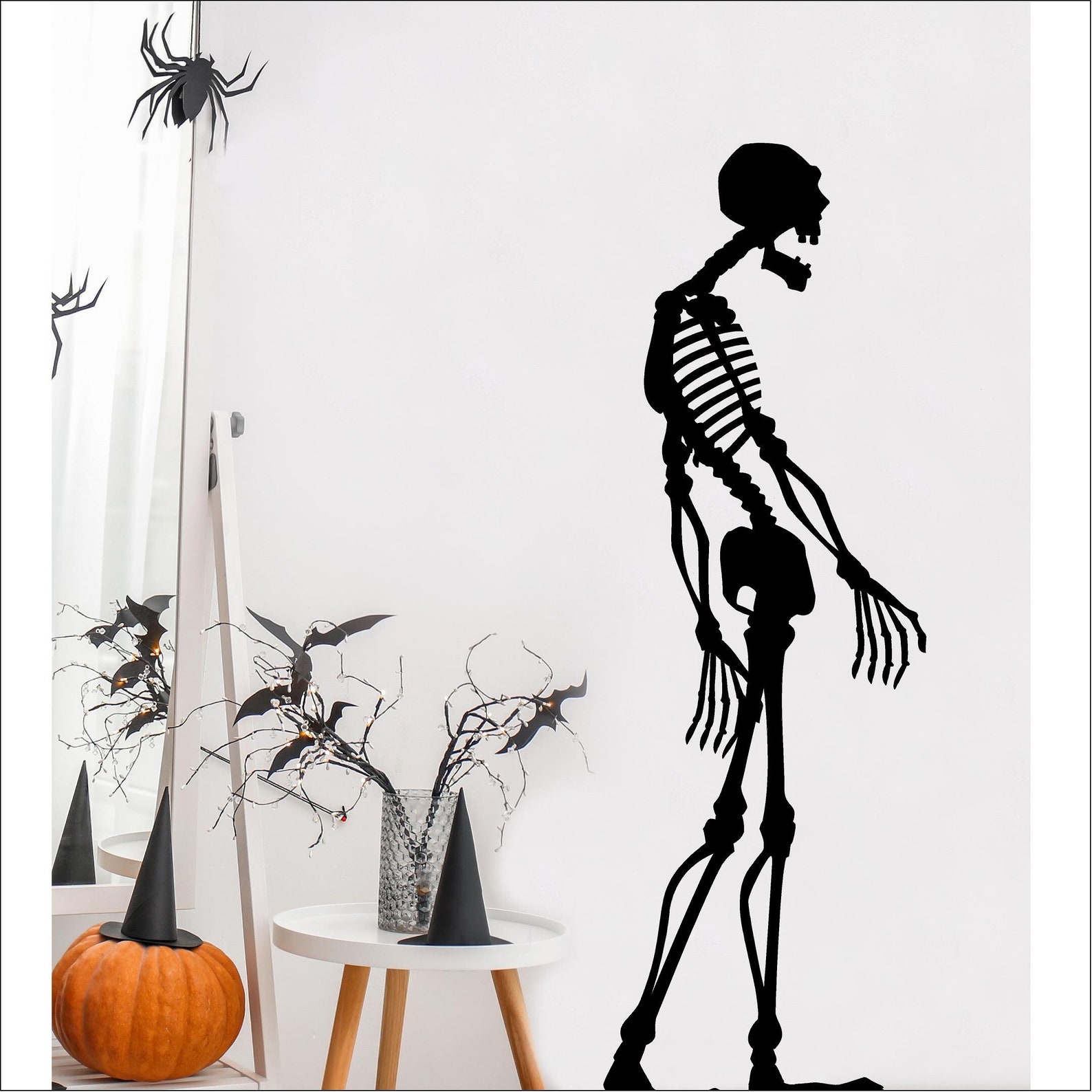 Creepy Skeleton up to Life Size Spooky Halloween Wall Decal Sticker ...