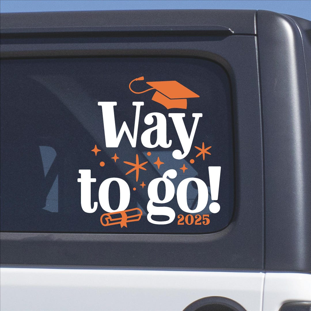 Way to Go! Graduation Cap Confetti School Colors Vinyl Wall Decals Car ...