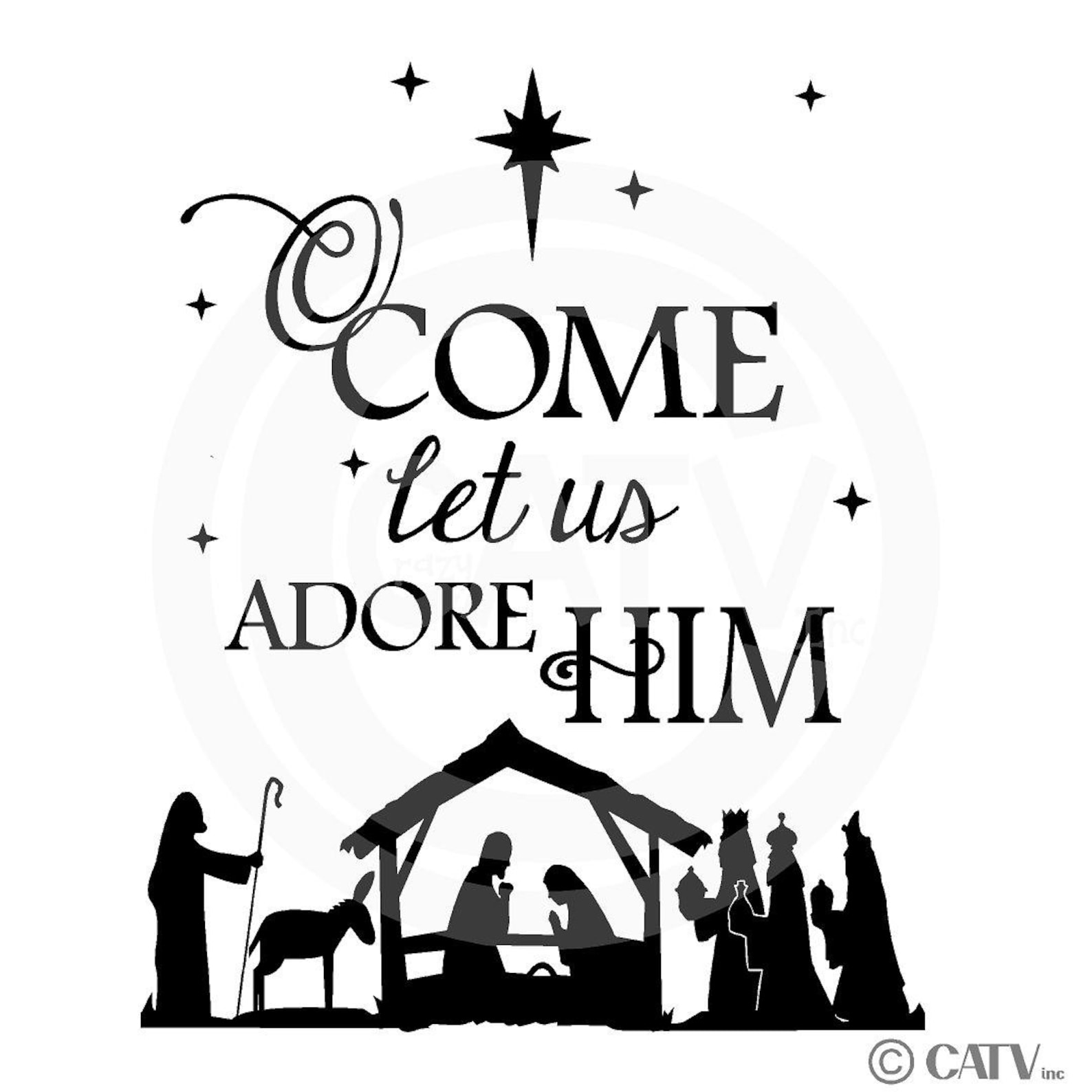 O Come Let Us Adore Him With Nativity Christmas Vinyl Wall - Etsy