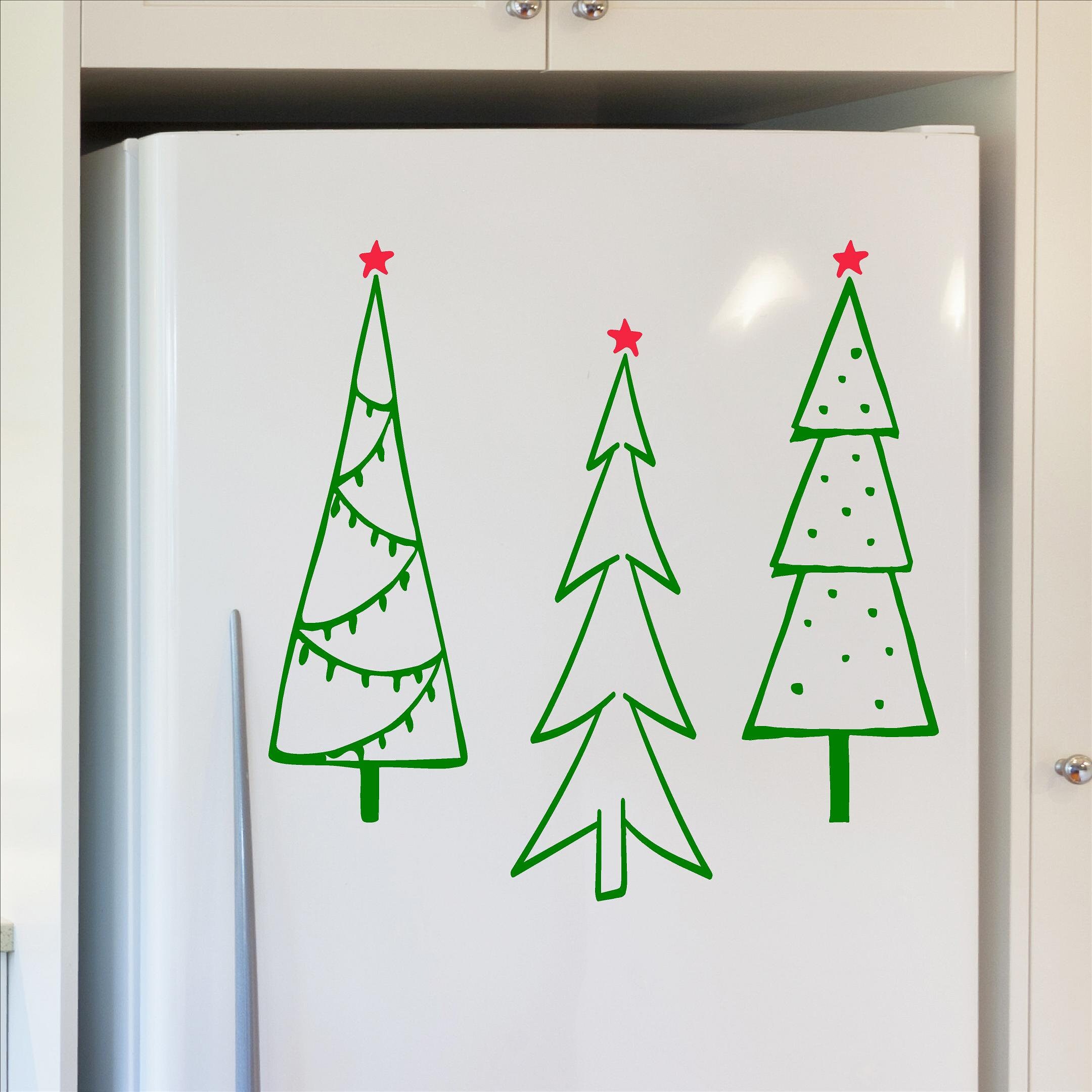 Three Christmas Trees With Stars Decals Christmas Vinyl Wall Winter ...