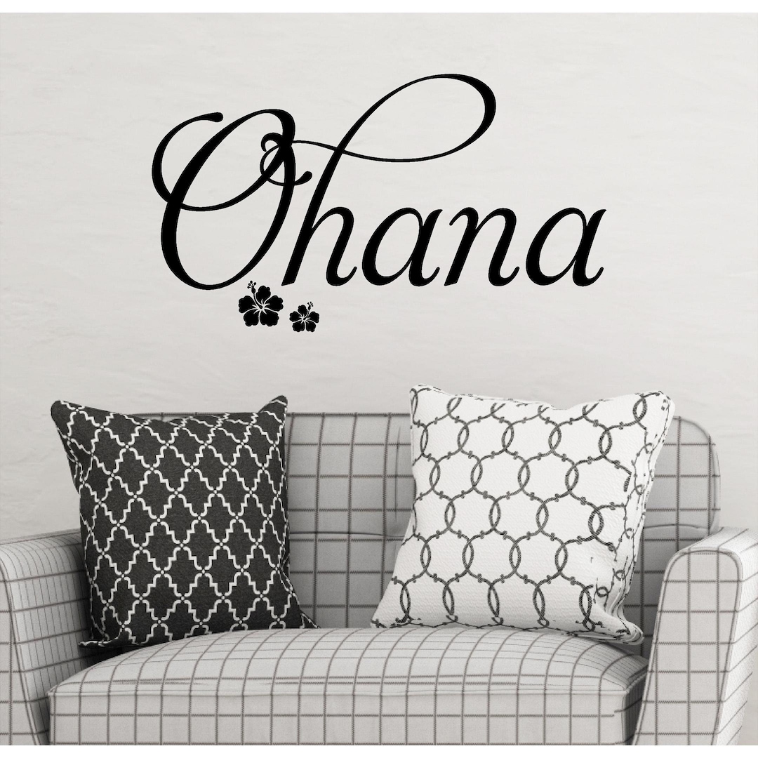 Ohana (family) Hawaiian Hibiscus Flowers Vinyl Lettering Sticker Wall ...