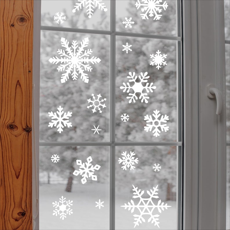Winter Snowflake Decals Christmas Vinyl Lettering Wall Decal - Etsy