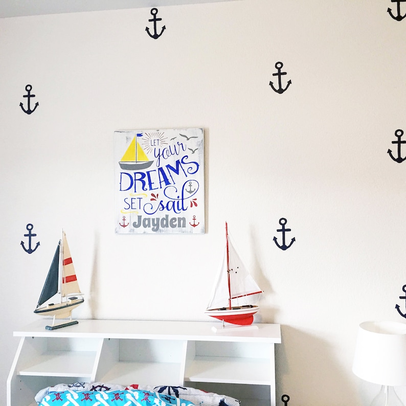 Set of 40 Nautical Anchors YOU CHOOSE COLORS Vinyl Wall Pattern Decal ...