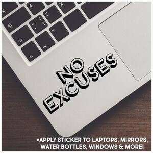 NO EXCUSES Shadow Font Motivational Quote Vinyl Lettering Wall Decal ...