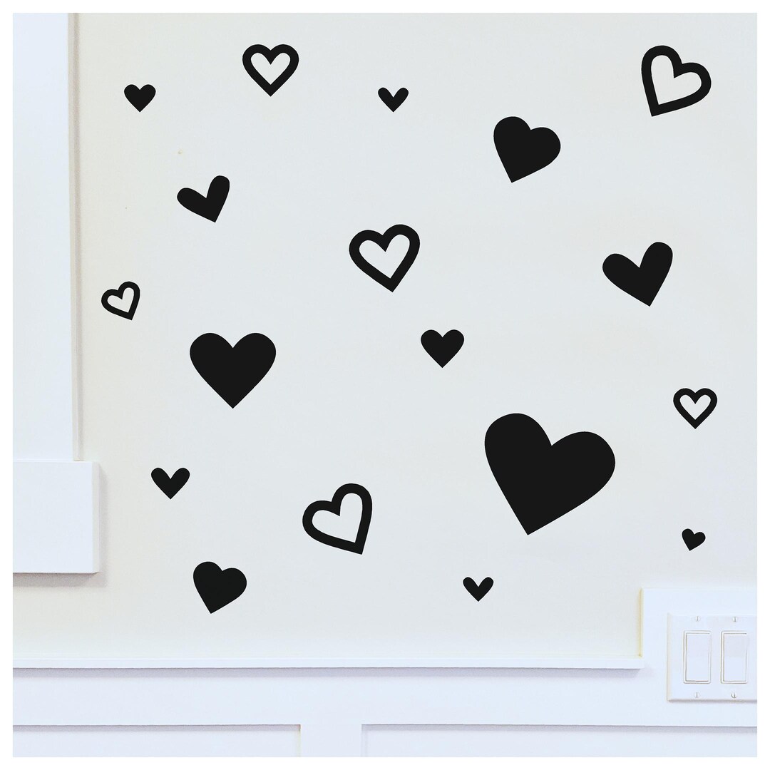 Clearance Heart Vinyl Decals Set of 62 Plus Over 25 Free Mini Hearts ...