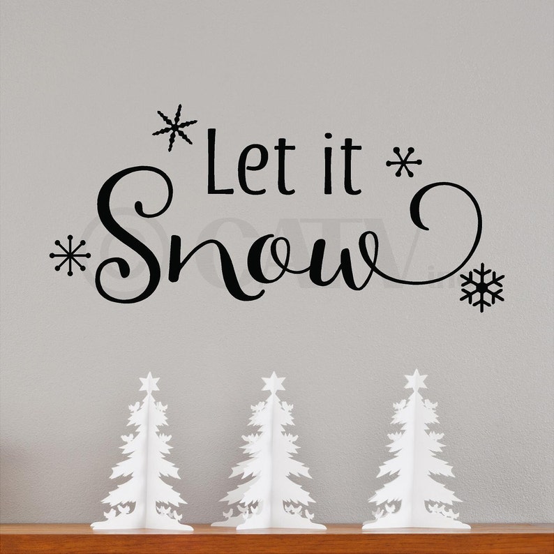 Let It Snow With Snowflakes Winter Christmas Holiday Vinyl Lettering ...