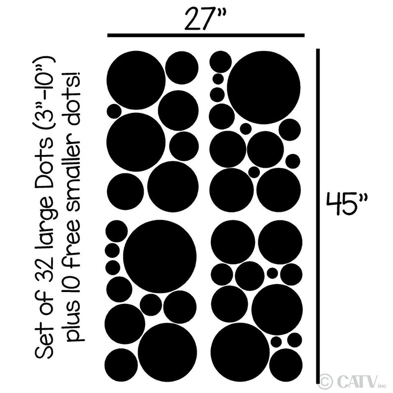 Set of 32 Large Vinyl Polka Dots Decals Two Colors you Choose - Etsy