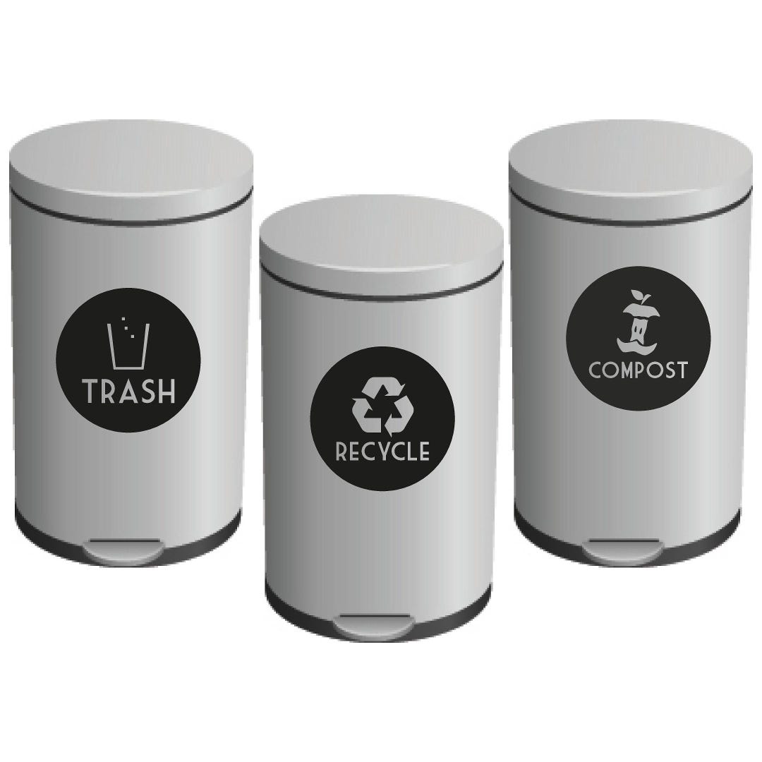 Recycle, Trash and or Compost Garbage Can Label Vinyl Lettering Wall ...