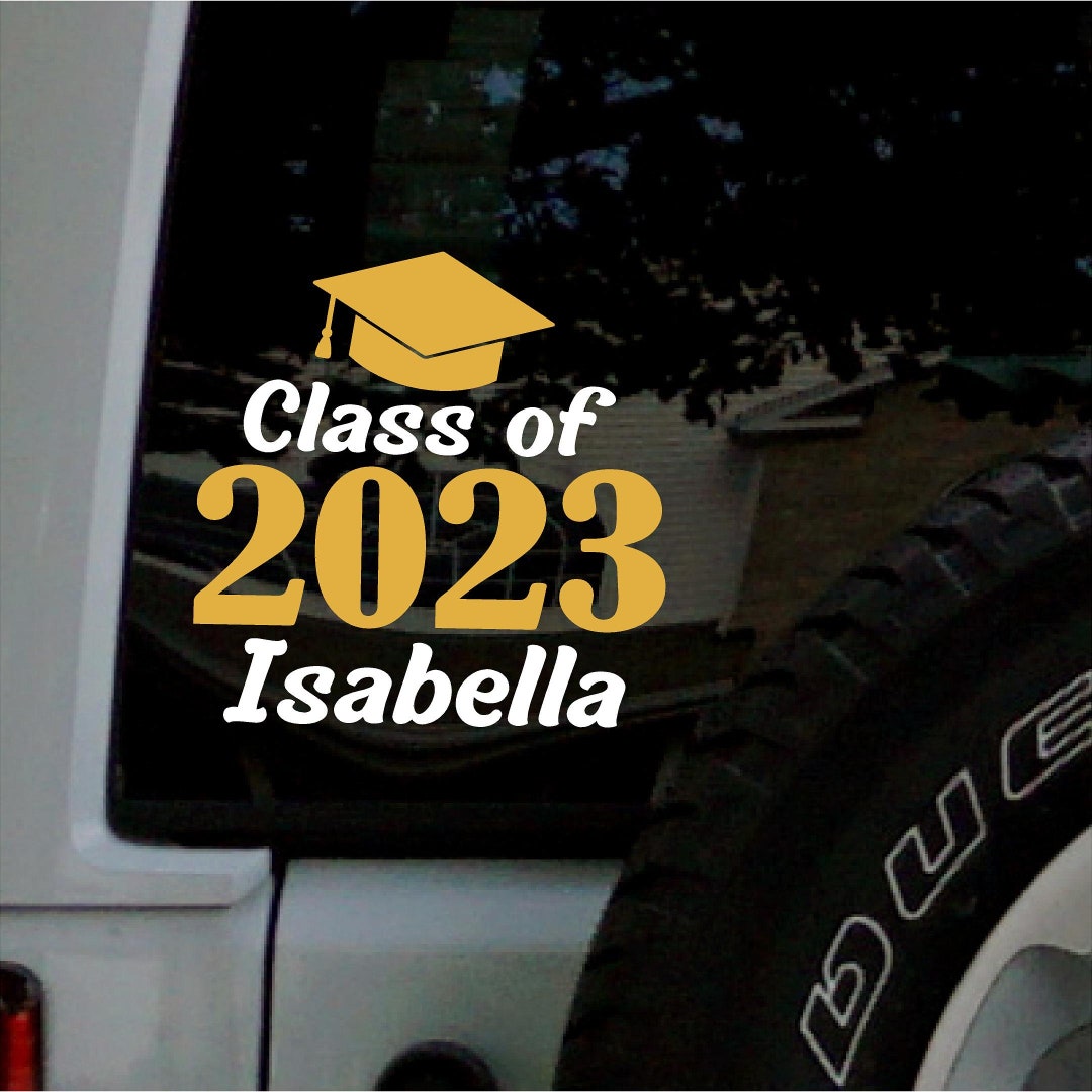 Graduation Cap, Class of 2023, Custom Name Stickers Vinyl Wall Window ...