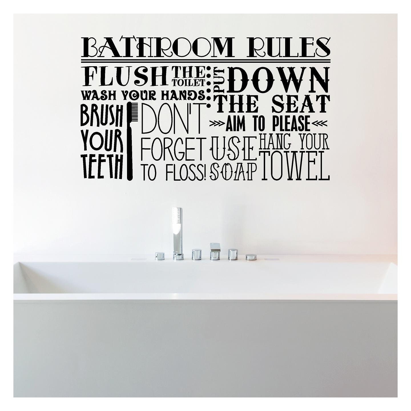 Bathroom Rules Subway Collage Flush Wash Brush Vinyl Lettering - Etsy