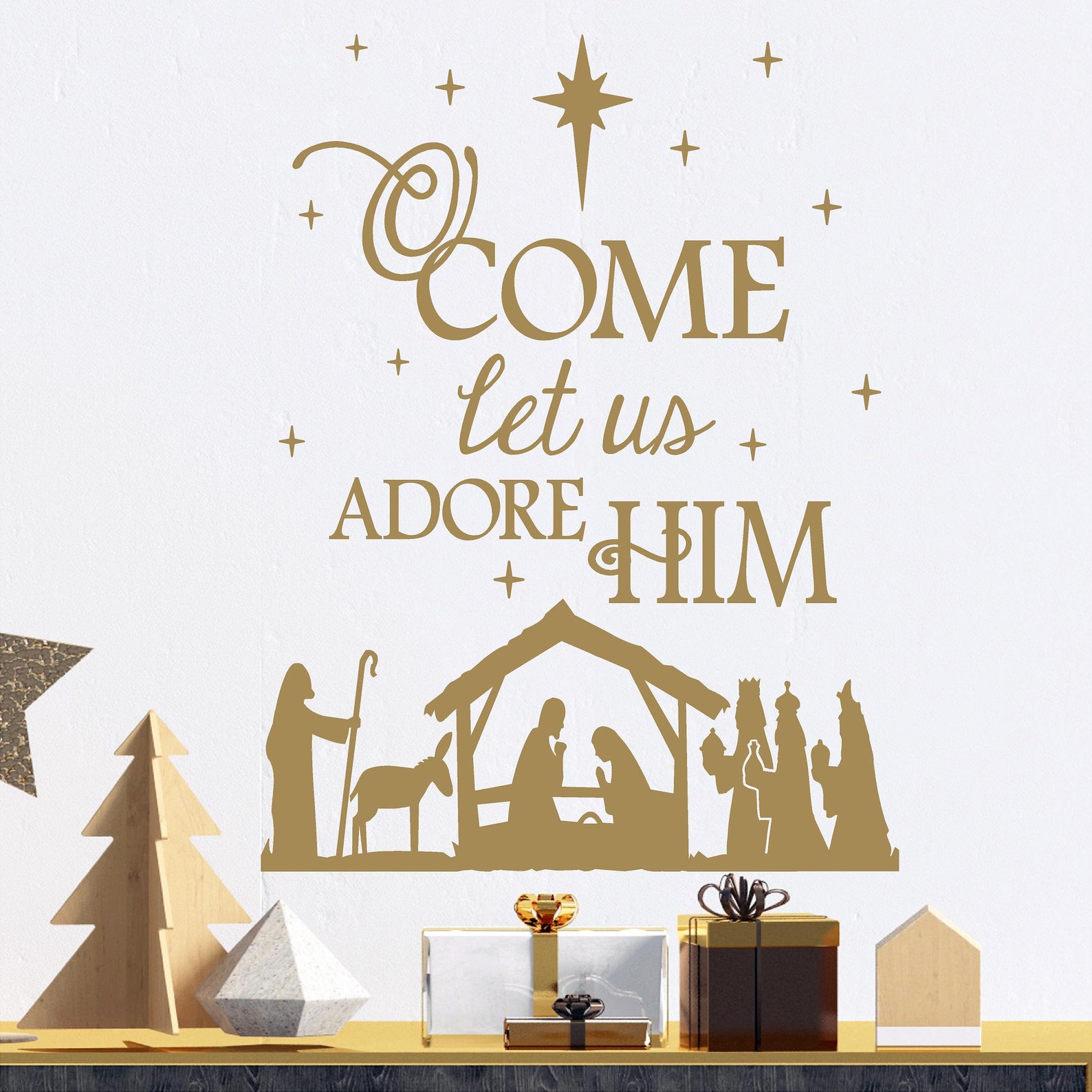 O Come Let Us Adore Him With Nativity Christmas Vinyl Wall - Etsy