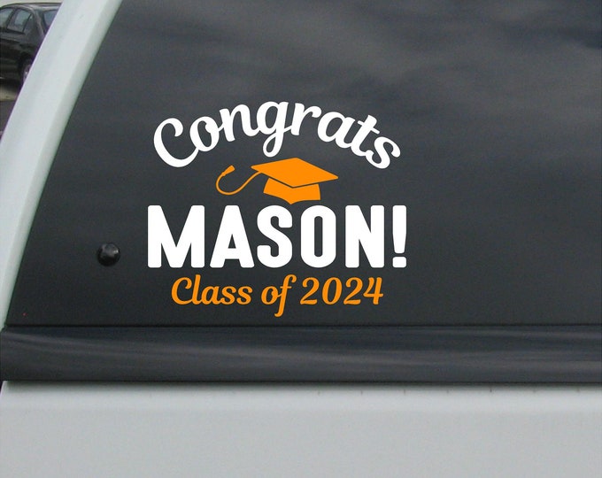 Just Graduated With School Colors and Graduation Cap Stickers Vinyl ...