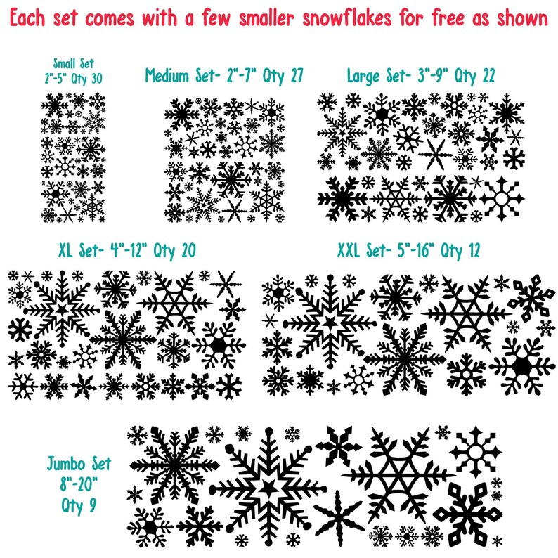 Winter Snowflake Decals Assorted Self Adhesive Snowflakes - Etsy