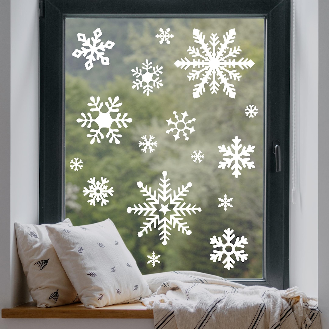 Winter Snowflake Decals Christmas Vinyl Lettering Wall Decal Window ...