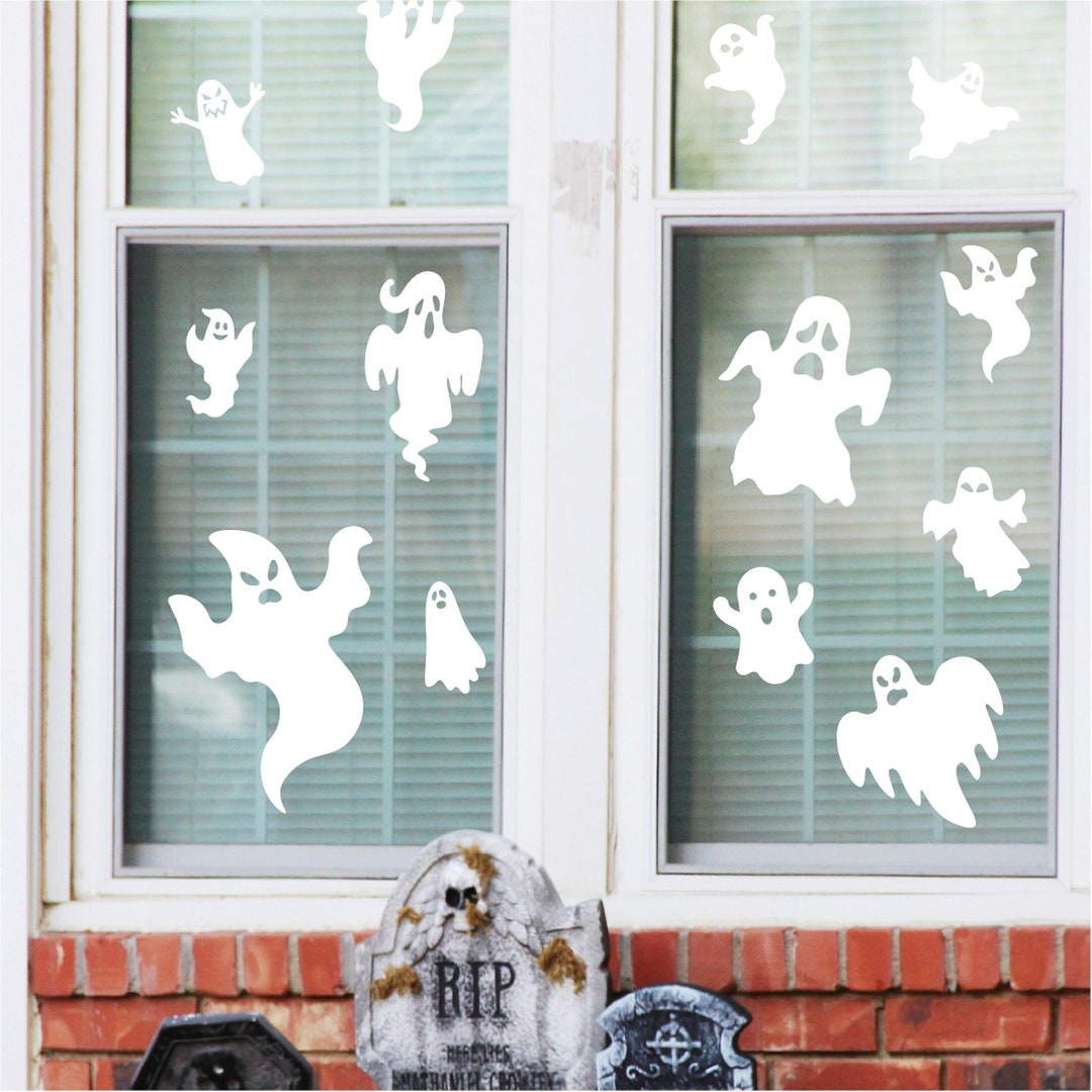 Halloween Ghost Assorted Wall / Window Decals Spooky Haunted Halloween ...